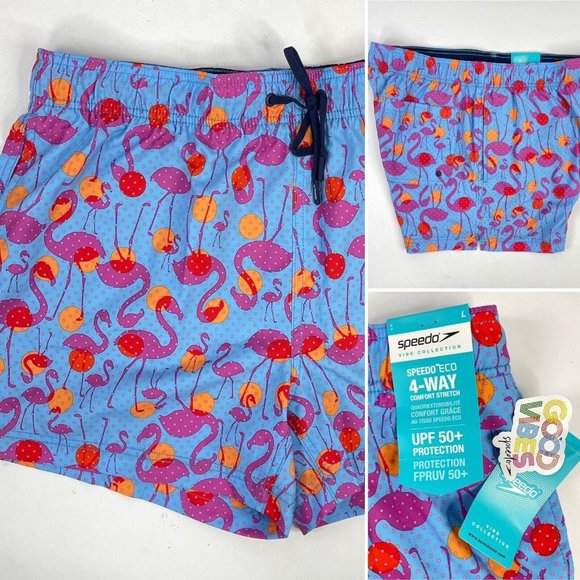 Speedo | Swim | Speedo Flamingo Aruba Blue Upf 5 Swim Suit Trunks L ...
